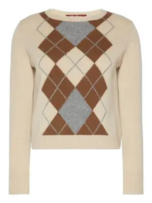 Max Mara Argyle Wool And Cashmere Sweater - Ecru
