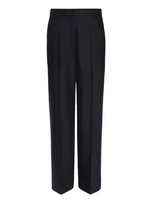 Max Mara Regular-fit Wool Flannel Trousers - Midnightblue