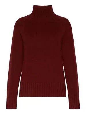 Max Mara Wool And Cashmere Yarn Polo-neck Sweater - Bordeaux
