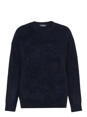 Max Mara Yak Yarn Sweater With Scarf Detail - Navy