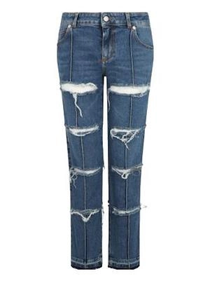 Alexander McQueen Straightleg Distressed Jeans - Blue