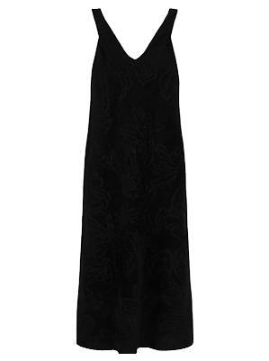 FERRAGAMO Floral Fil Coupé Midi Dress - Black