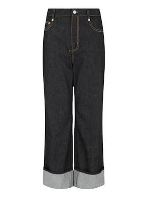 Alexander McQueen Contrast Stitching Denim Pants Dark