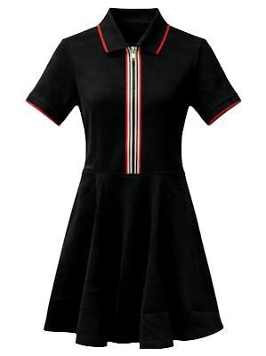 Burberry Icon Stripes Polo Shirt Dress - Black