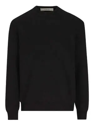 GOLDEN GOOSE Crew Neck Sweater With Embroidered Logo - Black