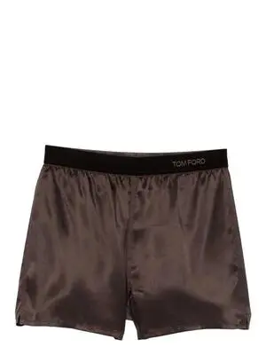 TOM FORD Silk Satin Pajama Shorts - Brown