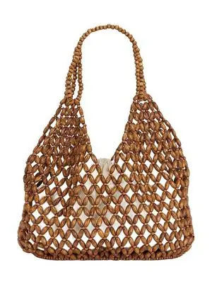 8 Other Reasons Beaded Tote Bag In Tan - Brown