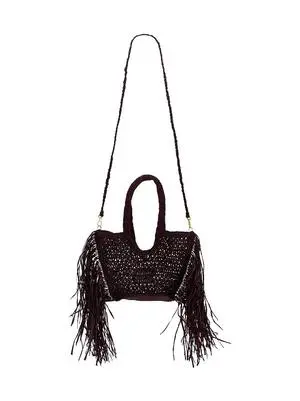 BTB LOS ANGELES Hunter Mini Fringe Tote - Chocolate