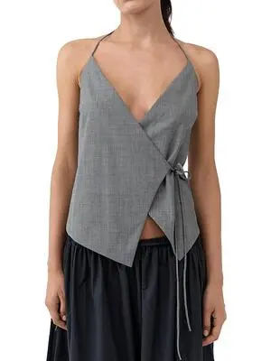 ST. AGNI St Agni Wool Blend Rouleau Halter Top Pumice