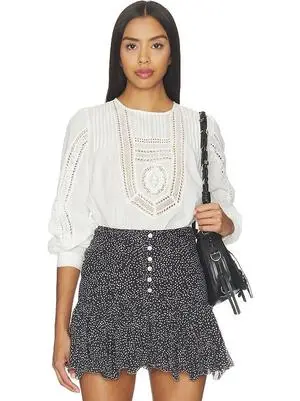 Ulla Johnson Marlowe Long Sleeve Cotton Top In Cream - Pristine