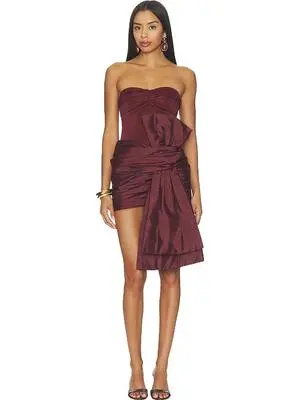 PatBO Taffeta Tarsila Bow Mini Dress - Brown