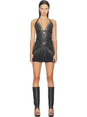 HAELO Gradient Studded Mini Dress - Black