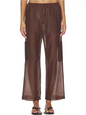 Donni. Silk Cotton Sheer Cargo Pant - Walnut