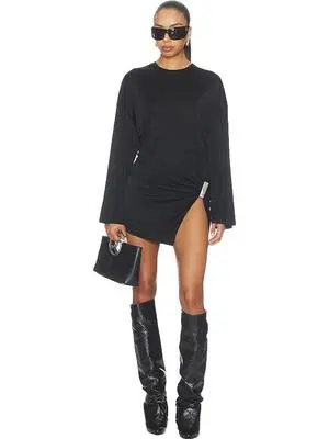 Attico Drape Slit Mini Dress - Black