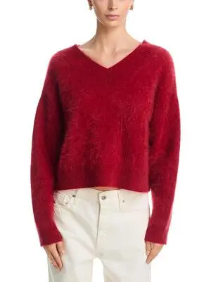 Guest In Residence Grizzly Cashmere Double V Sweater - Carmine
