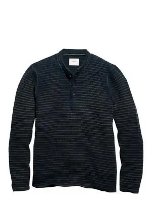 Billy Reid Garment-dyed Striped Henley - Blue