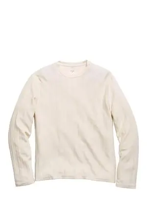 Billy Reid Herringbone Crew Neck Long Sleeve - White
