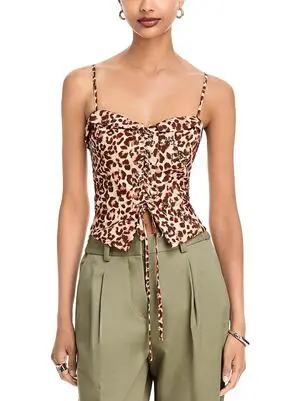 Aqua Animal Eyelet Lace Up Top Exclusive - Black