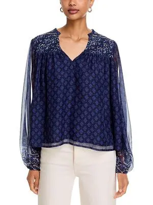 Aqua Printed Blouse - Blue Multi