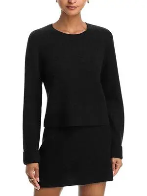 Aqua Cashmere 100% Cashmere Crewneck Sweater Exclusive - Black