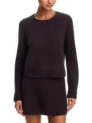 Aqua Cashmere 100% Cashmere Crewneck Sweater Exclusive - Chocolate