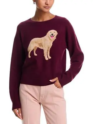 Aqua Cashmere 100% Cashmere Crewneck Sweater Exclusive - Black Cherry