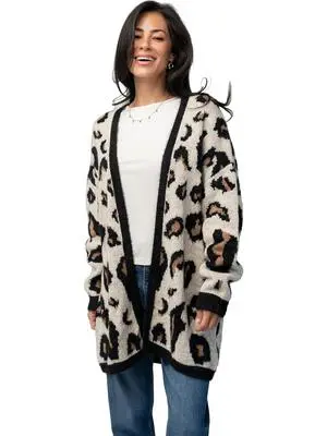 COCOLOVE Jeter Open Cardigan - Leopard Print