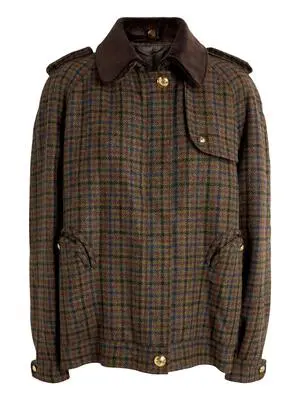 BLAZÉ MILANO Virgin Wool Check Chausie Jacket - Brown