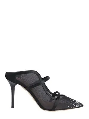 MALONE SOULIERS Embellished Mesh Maureen Heeled Mules 85 - Black
