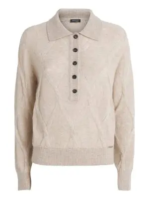 Kiton Cashmere-silk Pointelle Knit Polo Shirt - Beige