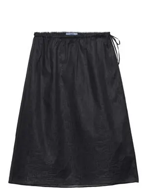 Prada Cotton Organdy Midi Skirt - Black