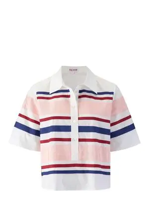 Rosie Assoulin Ribbon Rugby Top - White Multi
