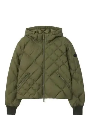 Burberry Check-stitch Nylon Delley Puffer Jacket - Green