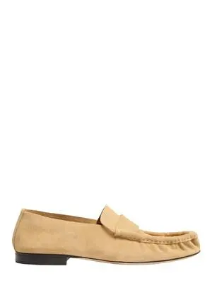 THE ROW Suede Round-toe Loafers - Nude