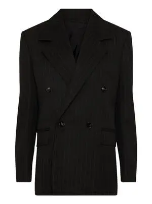 Bottega Veneta Pinstriped Wool Suit Jacket - Black