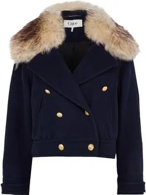 Chloé Collared Long-sleeved Coat - Black