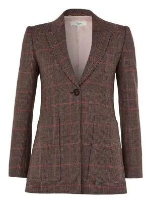 CHLOÉ Chloe Checked Long-Sleeve Suit Jacket