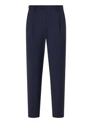 Barena Venezia Virgin Wool Pleated Straight-leg Trousers - Navy