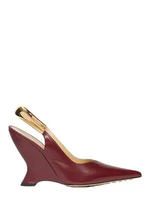 Bottega Veneta Bottega Veneta Logo Pointed Wedge Slingbacks Red