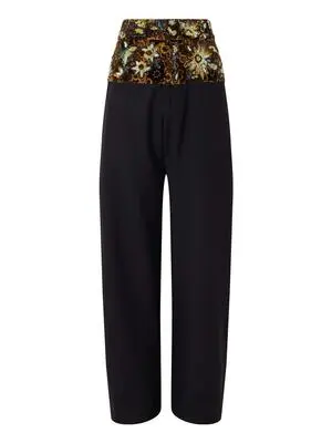 Dries Van Noten Wide-leg Embellished Trousers - Black