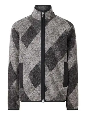 Moncler Checked Wool-blend Fleece Jacket - Gray