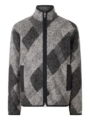 Moncler Checked Wool-blend Fleece Jacket - Gray