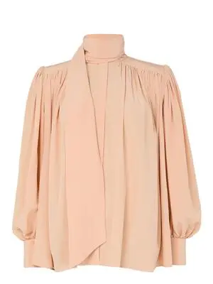 CHLOÉ Chloe Lavalliere Collar Blouse With Puff Sleeves And Pleated Details