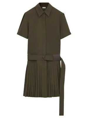 Loewe Pleated Cotton And Polyester Dress - Green