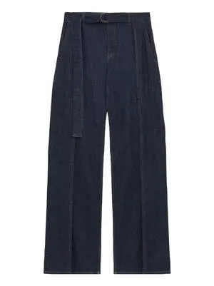 Loewe Belted Pleated Wide-leg Jeans - Black