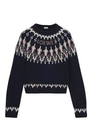 LOEWE Loewe Round Neck Geometric Print Wool Blend Sweater