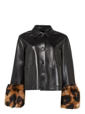Loewe Nappa Lambskin Jacket With Detachable Shearling Cuffs - Black