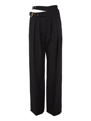 Chloé Pleated Wide Leg Belted Trousers - Black