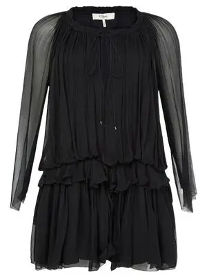 Chloé Mini Ruffled Dress - Black