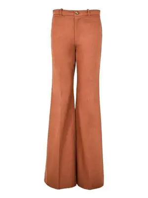 Chloé Belted Flared Trousers - Brown